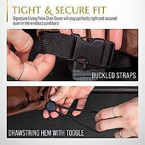 Signature Living Set of 2 Outdoor Waterproof Patio Chair Covers, Durable 600D UV-Coated Polyester Outdoor Chair Covers for All-Weather Protection (Tan, Large 40 Inch)