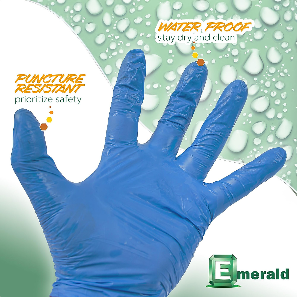 Emerald Nitrile Exam Gloves - Medical Grade Powder Free Latex Free Disposable Multipurpose Food Safe - 3.5 mil, Medium
