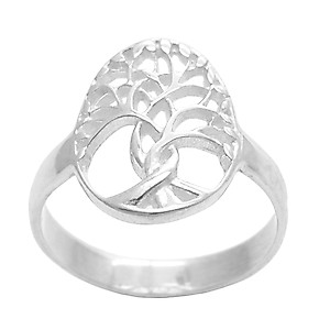 Silverly Women's 925 Sterling Silver Polished Oval Wicca Celtic Tree of Life Band Ring
