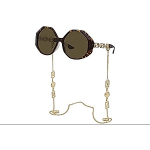Versace Woman Sunglasses Havana Frame, Dark Brown Lenses, 59MM