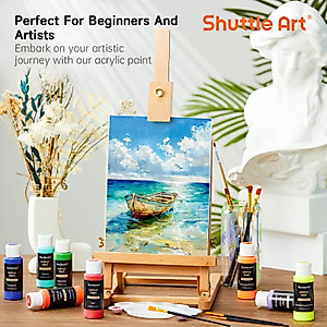 Shuttle Art Acrylic Paint Set, 36 Colors Acrylic Paint (2oz/Bottle) with Brushes & Palette, Rich Pigments Non-toxic Paint for Artists Kids & Adults, Art Supplies for Canvas Rock Ceramic Wood Painting