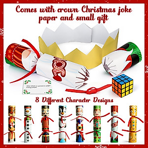 D-FantiX 8Pcs Christmas Non-Snap Party Table Favors with Party Hats Joke Little Gifts for Kids Adults, 8 Christmas Character Design, Xmas Seasonal Holiday Dinner Traditions Supplies