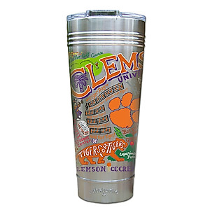 Catstudio Clemson University Collegiate Thermal Tumbler | Triple Wall Insulation With Non Slip Bottom | Great College Travel Cup for Water, Coffee, Tea, or Smoothies
