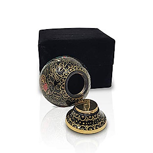 Precious Handicraft Keepsake Butterflies on Rose Floral Globe Style Cremation Urn - 100% Handcrafted Adult Funeral Urn - Solid Affordable Large Urn for Human Ashes, (Black)