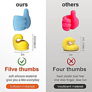 BOILPC Self-Adhesive Silicone Thumb Wall Hooks, Creative Thumbs Up Shape Wall Hook, Finger Key Hook Wall Hangers for Storage Data Cables, Earphones, Plugs, Masks (12PCS)