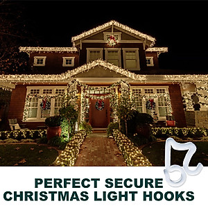 QuairBrez Holiday Light Clips Christmas Light Clips Light Hanger Hooks for Gutters, Strengthen Light Hooks for Holiday Party Light Strings Outdoor Hang Gutter Hooks for Halloween Xmas Decoration