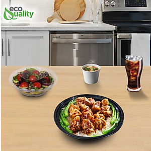 16 oz - 75 Count - Round Microwaveable Plastic Meal Prep Containers with Lids - Food Storage Container - Certified BPA-Free, Stackable, Reusable Microwave, Dishwasher, Freezer Safe, Disposable (Black)