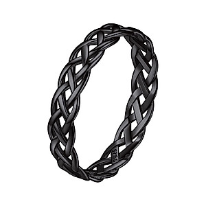 ChicSilver 4mm Black Celtic Knot Ring for Women 925 Sterling Silver High Polished Engagement Wedding Band Size 7