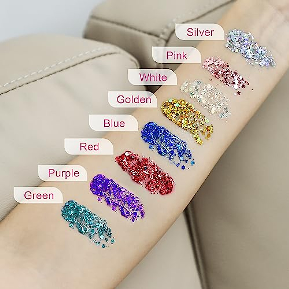 Holographic Body Glitter, TEOYALL Long Lasting Glitter Shimmer Chunky Sequins Glitters for Body, Face, Hair Makeup (Pink)