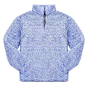 Men's Pullover Winter Workout Thenlian Men Warm Fluffy Winter Solid Casual Zip Up Sweatshirt Pullovers Outwear(Blue, XXL)