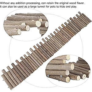 Hamster Wooden Bridge, Flexible Wood Hideout, Door Fence, Standing Climbing Platform Basket Accessories for, Mice, Gerbil, Chinchilla Chew Toys Decor (60CM)