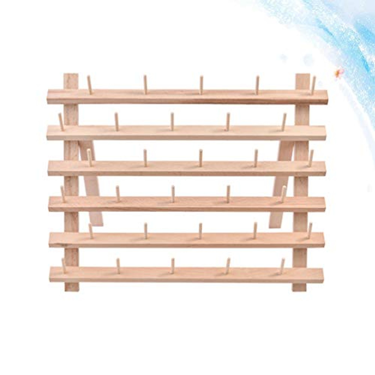 Exceart Thread Storage Rack 30 Spool Cone Foldable Wood Thread Rack Stand Embroidery Machine Holds DIY Bobbin Thread Organizer for Embroidery Craft Sewing Thread Stand Holder