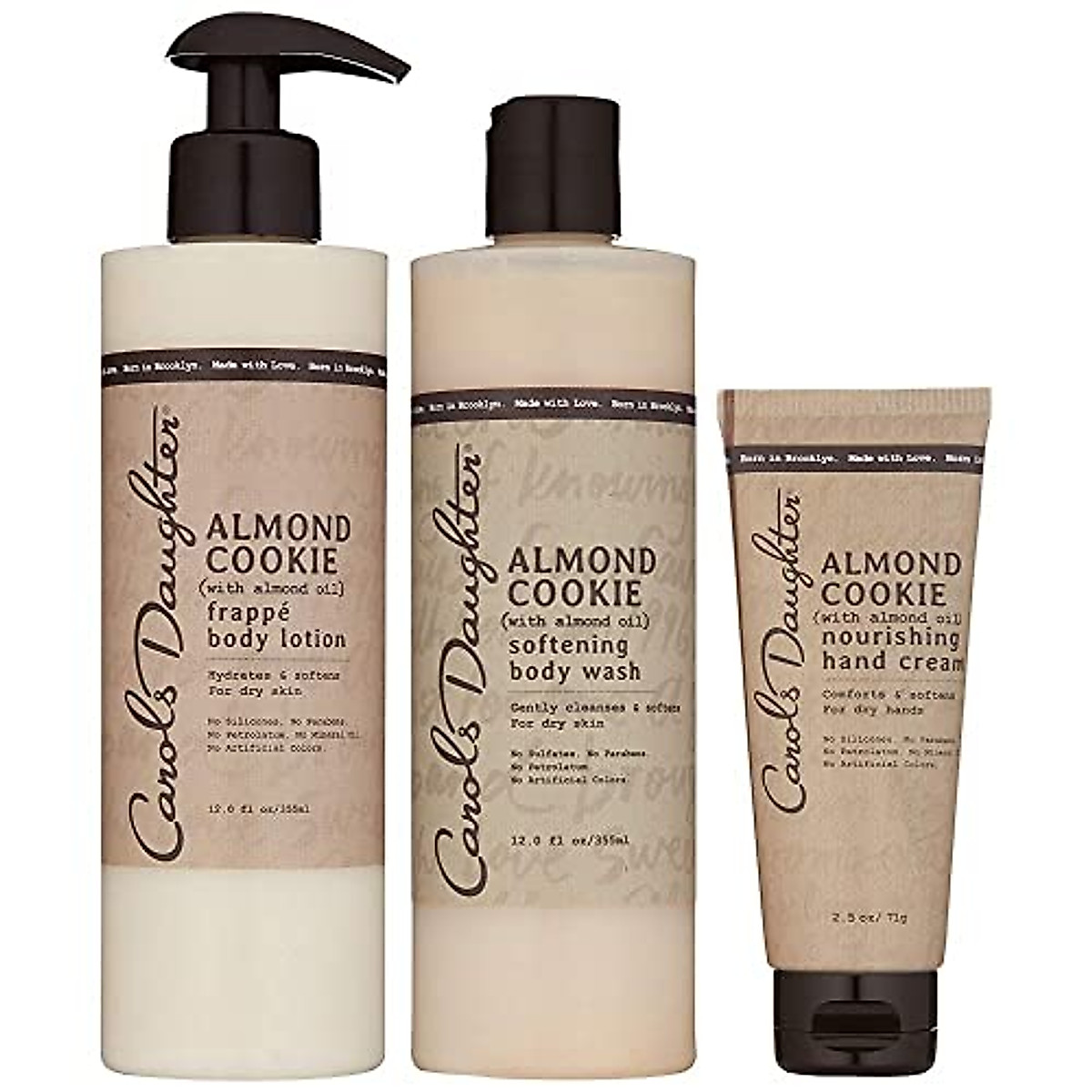 Carol’s Daughter Almond Cookie Body Gift Set For Dry Skin, Blended with Almond Oil, Contains Sulfate Free Body Wash, Hand Cream, and Body Lotion, Paraben Free