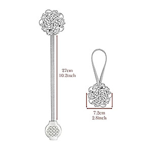 Shinowa 2-Pack Magnetic Curtain Tiebacks, Crystal Window Curtain Decorative Clips, No Drilling Drapery Holdbacks Flower Curtain Holder for Home Office Room Decor, 5 Petals, Silver