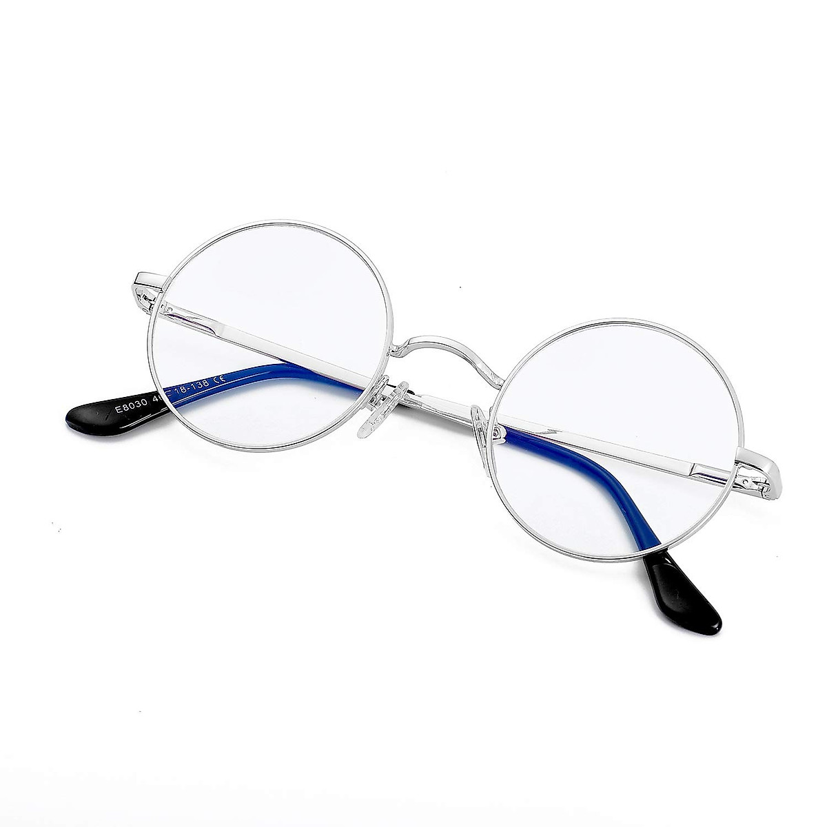EYLRIM Round Blue Light Blocking Glasses for Women Men Circle Clear Lens Metal Frame Eyeglasses Non Prescription(A2 Silver)
