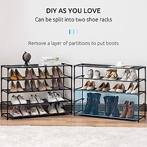 YOUDENOVA 10 Tiers Shoe Rack, 50 Pairs Large Shoe Rack Organizer, Space Saving Shoe Shelf, Non-Woven Fabric Shoe Storage Cabinet, Black