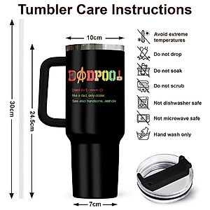 Christmas Gifts for Him Grandpa Father Dad Husband Men Boys, DadPool 40oz Tumbler with Lid, Funny Movie Character Travel Cup, Antihero Mug with Funny Definition, Birthday Gifts for Movie Lover