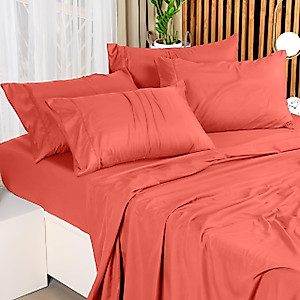 Utopia Bedding Queen Bed Sheets Set - 4 Piece Bedding - Brushed Microfiber - Shrinkage and Fade Resistant - Easy Care (Queen, Coral)