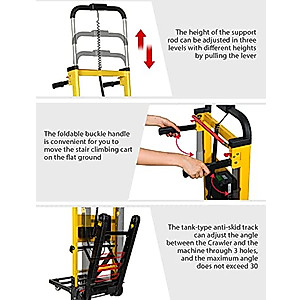 Electric Stair Climbing Hand Trucks Dolly 120W Motor 440Lbs Load Folding Electric Stair Climber Cart with Charger Lithium Battery 6 Solid Wheels for Moving Climbing Stairs Logistics Distribution