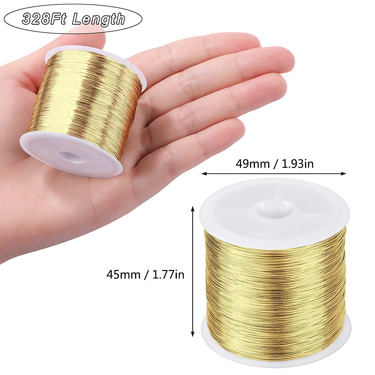 MIKIMIQI 328Ft Jewelry Wire Craft Wire 26 Gauge Tarnish Resistant Jewelry Beading Wire Copper Beading Wire for Jewelry Making Supplies and Crafting, 0.4mm X 100m (Gold)