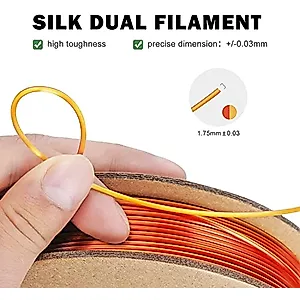 Silk Filament 1.75mm PLA Bundle - ERYONE PLA 3D Printer Filament -Dual Color 3D Printing Filament Dimensional Accuracy +/- 0.03mm, 250g * 4 Spools