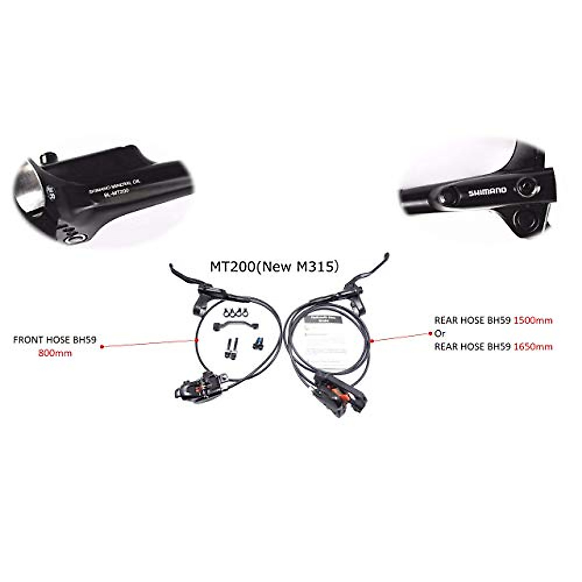 JGbike Shimano MT200 MTB Hydraulic Disc Brake Set for Mountain Bike Bicycle MTB XC Trail, e-Bike, Fat Bike, The Best Upgrade kit for Mechanical Disc Brake