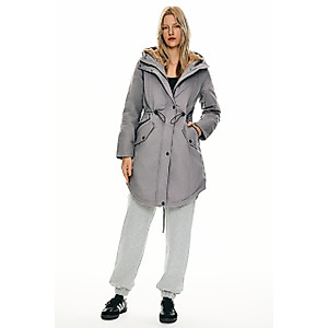 Orolay Women's Thicken Fleece Lined Parka Winter Coat Hooded Jacket with Pockets Brushed Nickel XL