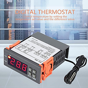 Digital Thermostat, Digital Temperature Controller Temp Sensor Electric Thermostat Control 110-220V for Aquarium, Terrarium, Zoo, Chicken Incubator