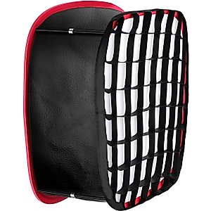 Neewer Foldable Softbox Light Box with Strap Clip, Grill and Carry Bag Compatible with Neewer 480/660/530 LED Light Panels, Opening 10 x 8.7 cm (Black + Red)
