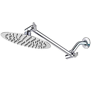 Luxury Round Rain Shower Head Large Stainless Steel High Pressure Shower Head Ultra Thin Rainfall Bath Shower with Silicone Nozzle Easy to Clean and Install (6 INCH)