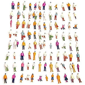 N/C 100 Pcs 1:100 HO Scale Models People Set, Hsxxf Tiny People Model People Hand Painted Figures DIY Resin Colorful Painted Mixed Seated Sitting Pose (1:100)