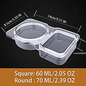 TAOceeXI 40PCS Double Compartment Condiment Container, 2 Compartment Snack Containers for Condiments or Dips, Double Condiment Containers with Lids, Double Compartment Snack Containers