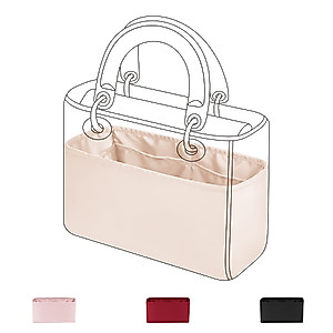 DGAZ Silk Purse Organizer Insert For Lady-Dior Micro/Mini/S/M/L bags，Silky Smooth Bag Organizer，Luxury Handbag & Tote Shaper（Craie，M）