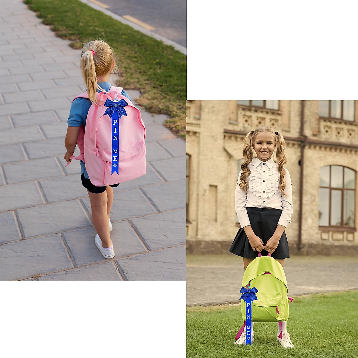 12PCS Pin Me Ribbon Pin Me Cheer Pin Me Bag Tag Pin Me Keychain Clips Bows Cheer Pins Cheer Bow Bag Tag Cheer Clothes Pins Competition Cheer Pins