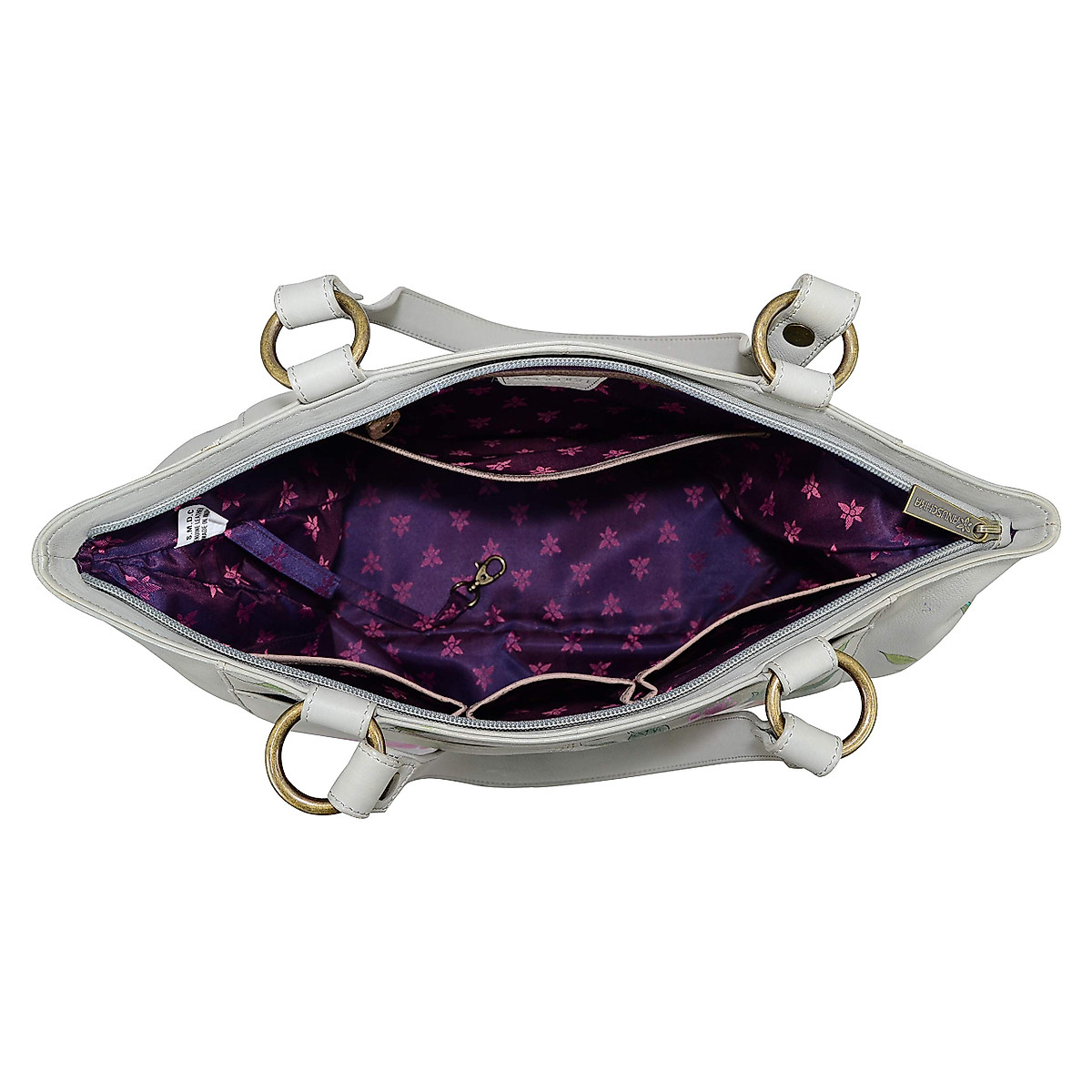 Anuschka Hand Painted Women’s Genuine Leather Classic Work Tote - Regal Peacock