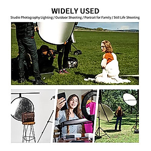 Selens Portable 5-in-1 24 Inch (60cm) Handle Round Reflector Collapsible Multi Disc with Carrying Case for Photography Photo Studio Lighting & Outdoor Lighting, Photography Multi-Disc Photo Reflector