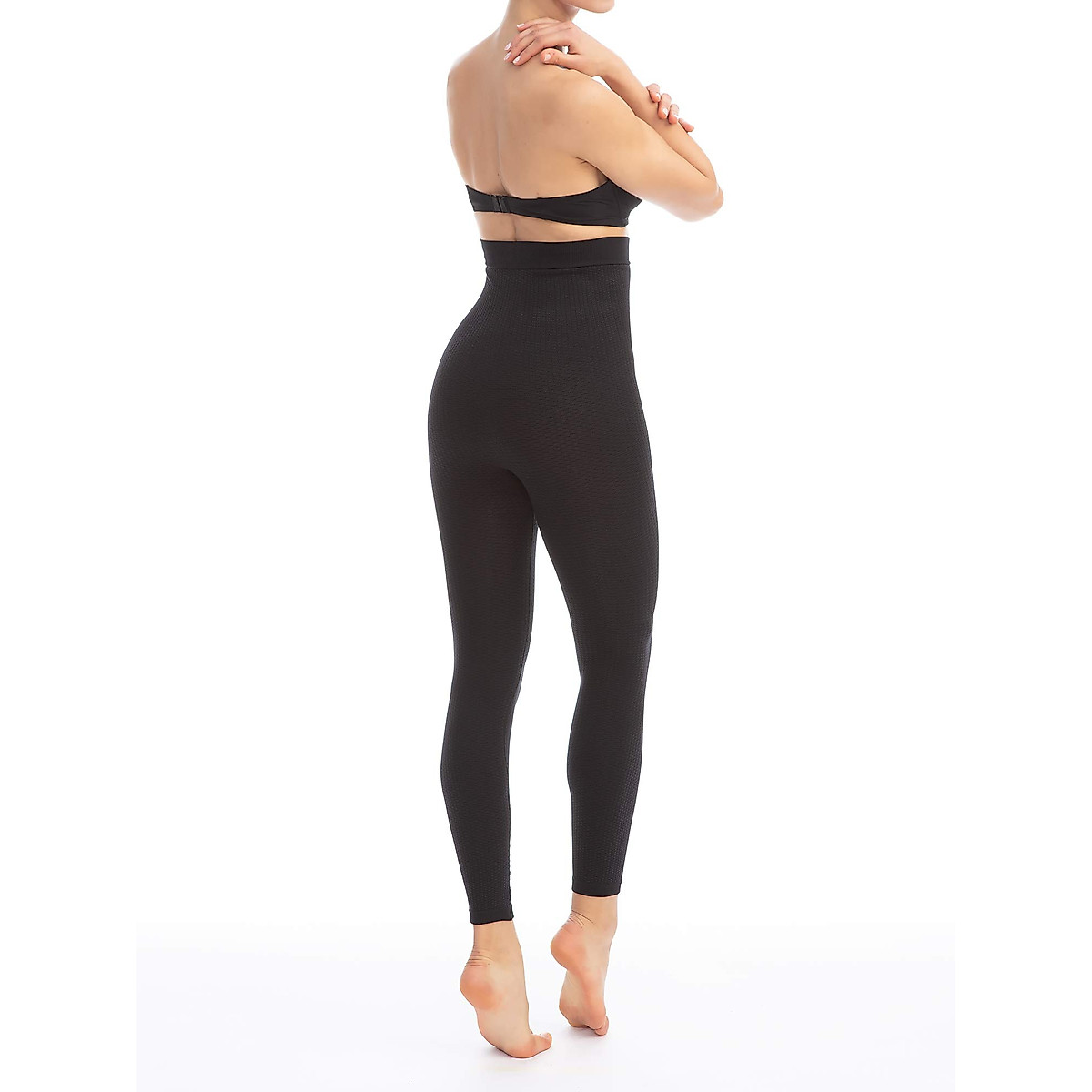 Farmacell High Waisted Leggings for Women Made in Italy - Anti-Cellulite Massage- Seamless Workout Leggings for Women - 133 (Black, S/M)