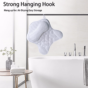 Bath Pillow, Tub Pillow for Bathtub Support Neck,Head and Back with Strong Non-Slip Suction Cups and Comfortabl 3D AirMesh Bath Pillow for Men and Women