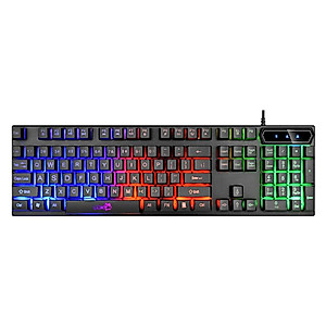 AUSPUM Computer Gaming Keyboard 104keys Colorful Crack LED Illuminated Backlit USB Wired PC Rainbow Gaming Keyboard Waterproof