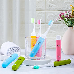 8 Pack Soft Travel Toothbrushes Mini Toothbrush Portable Toothbrush with Case Camping Toothbrush Pocket Toothbrush for Home School Business Trip Hiking, 4 Colors