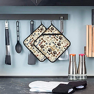 Dog Paw Pot Holders for Kitchen Heat Resistant Potholders for Cooking Baking Grilling Microwave