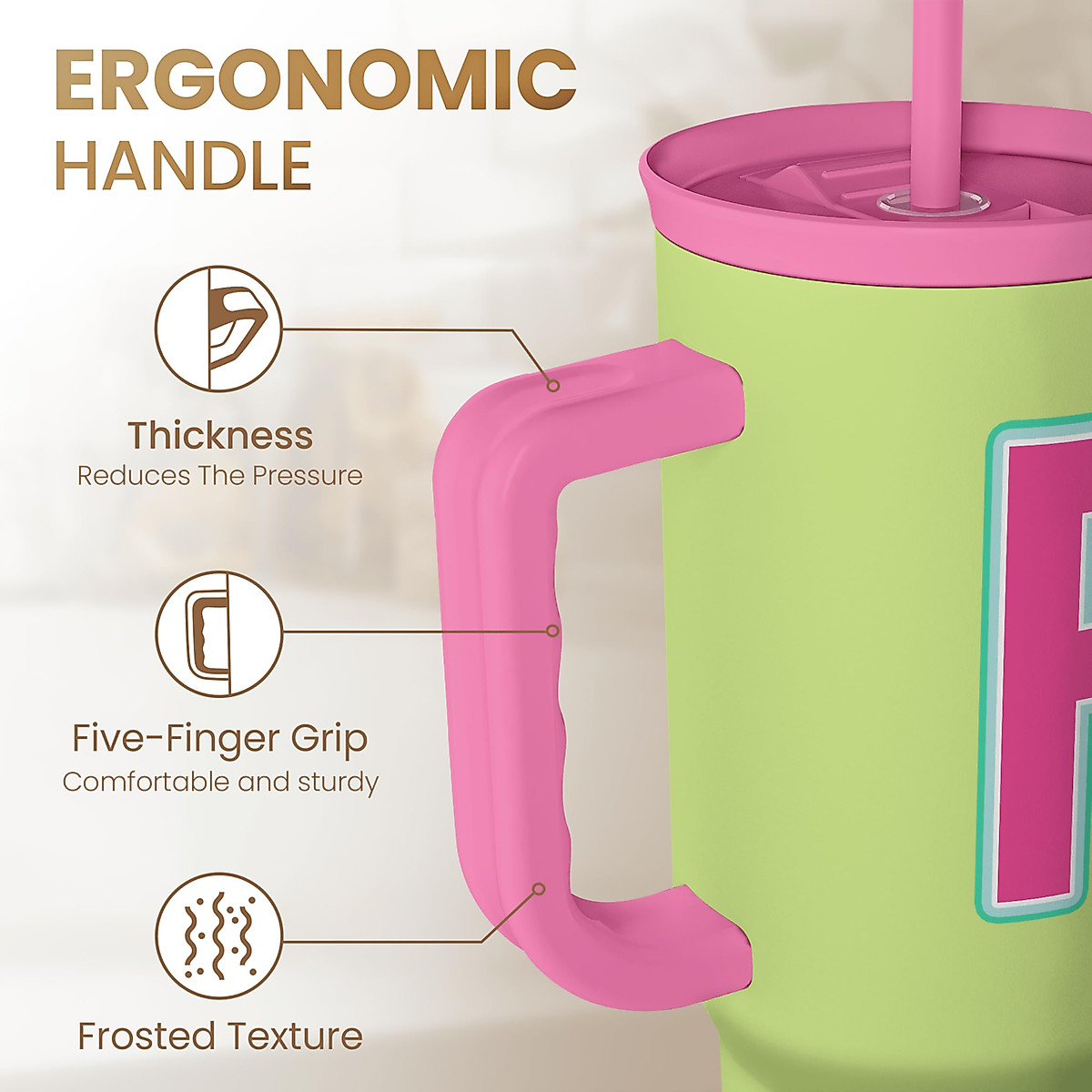 SANDJEST Stainless Steel Slider Tumbler With Handle 40oz & Jewelry Case with Initial F