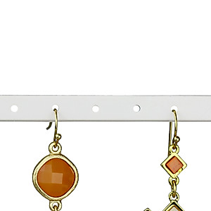 Shabby Chic Earring Holder Organizer Rack - Display Girls Hanging Jewelry on Metal Stand with Vanity Ring Dish Tray, Ivory Rose