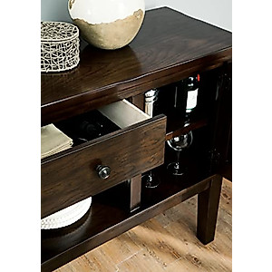 Signature Design by Ashley Haddigan New Traditional Dining Room Buffet with Wine Rack, Dark Brown