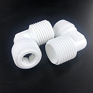 Wesell Union Elbow 3/8" x 1/2"Inch Male Thread Quick Connect Fittings Connection Parts for Water Filters/Reverse Osmosis RO Systems(Pack of 10)