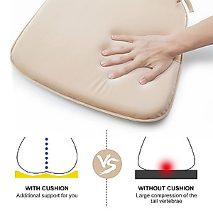 LOVTEX Chair Cushions for Dining Chairs 4 Pack - 17"x16"x1.5" Kitchen Chair Cushions - Dining Chair Pads with Ties, Khaki