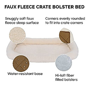 Furhaven X-Small Dog Bed Sherpa Fleece Bolster Crate Pad, Washable - Cream, Extra Small