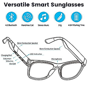 Bone Conduction Glasses with Open-Ear Headphones, Smart Glasses Dual Bluetooth Pairing, Blue Light Glasses Photochromic Lenses, IP6 Waterproof, Hand-Free Calls and Music, Gifts for Dad, Upgraded