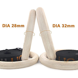Wooden Gymnastic Rings 1.25"/32mm,5BILLION Olympic Rings with Adjustable Cam Buckle Straps 15ft,Wood Gym Rings for Home Gym Full Body Workout,1500lbs Supported