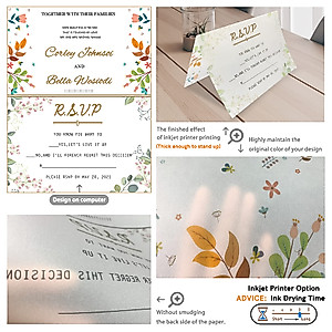 Thick Translucent Vellum Paper, Oplymio 42 Sheets 167GSM Printable Tracing Vellum Paper for Invitations, Envelopes, Heat Embossing, Belly Bands(8.5 x 11 Inches)